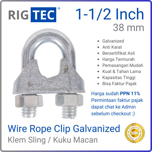 Jual Wire Rope Clip / Klem Sling / Kuku Macan 38-40mm 1-1/2 Inch ...