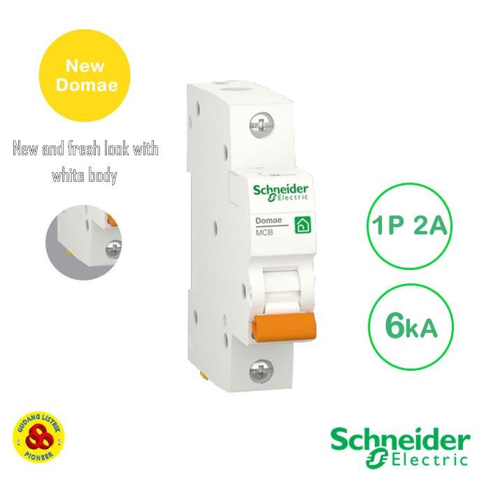Jual Schneider MCB 1P 2A 6kA New Domae MCB Breaker 1 Phase 2 Amp 6kA ...