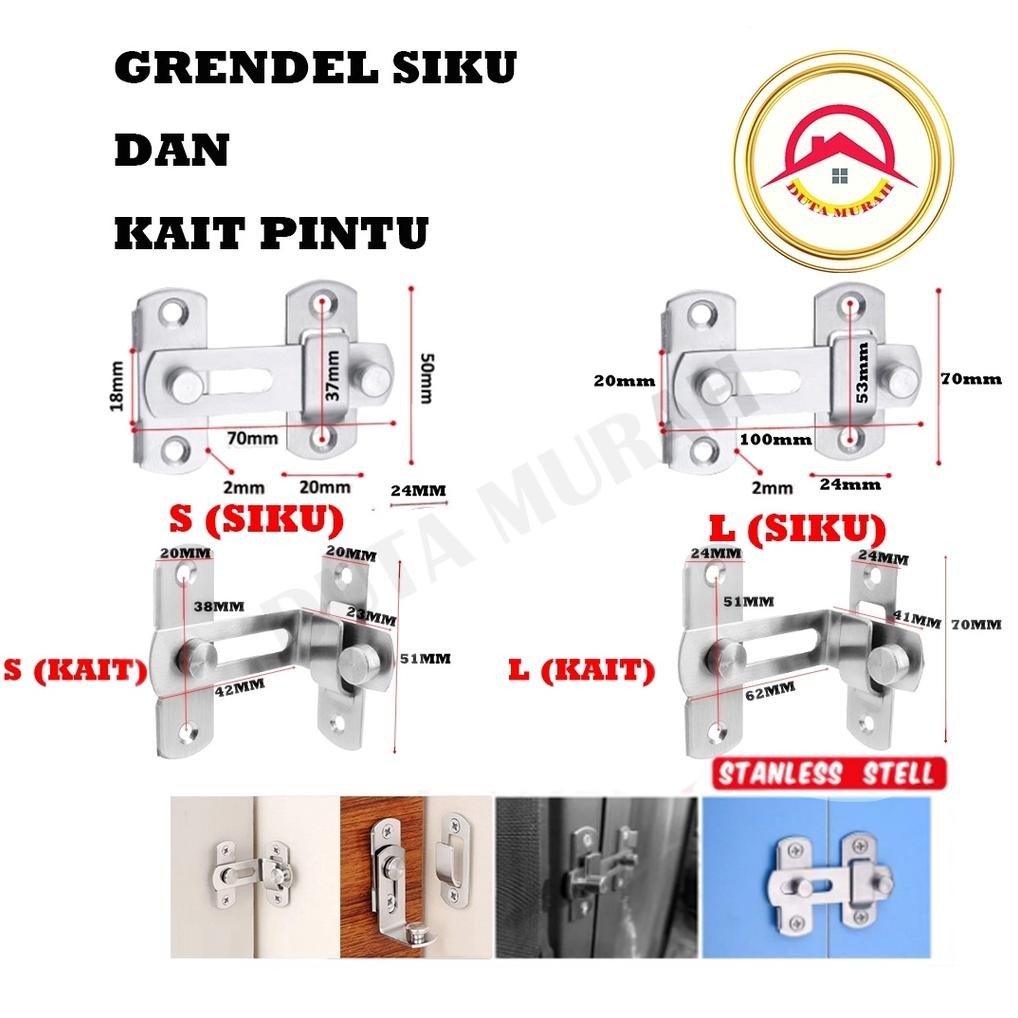 Jual lariis grendel slot pintu s (kecil) & l (besar) siku dan kait ...