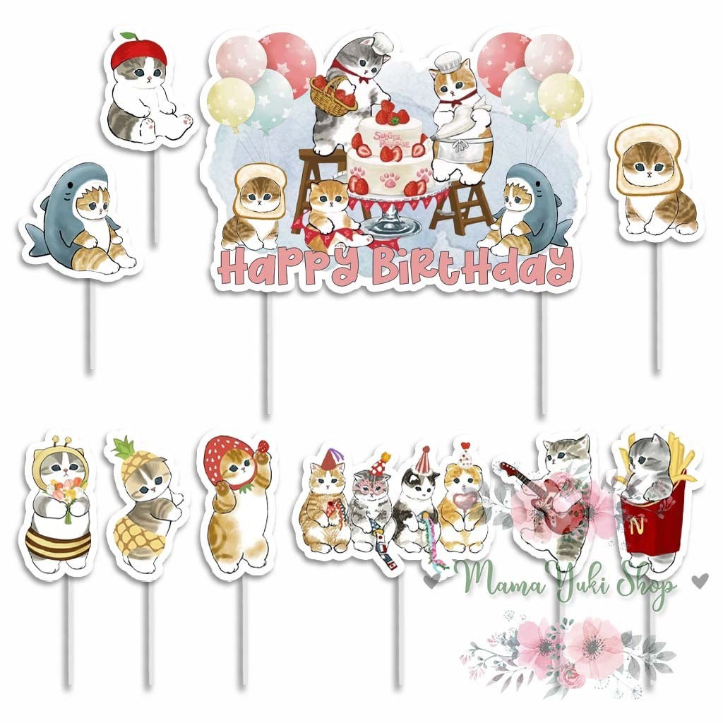 Jual Topper Cake Hiasan Kue Ulang Tahun karakter MOFUSAND CAT KUCING ...