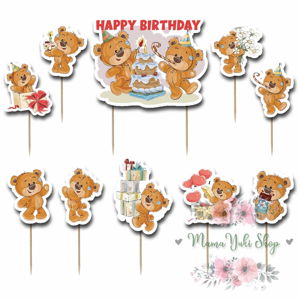 Jual Topper Cake Hiasan Kue Ulang Tahun motif CUTE BEAR BERUANG LUCU ...