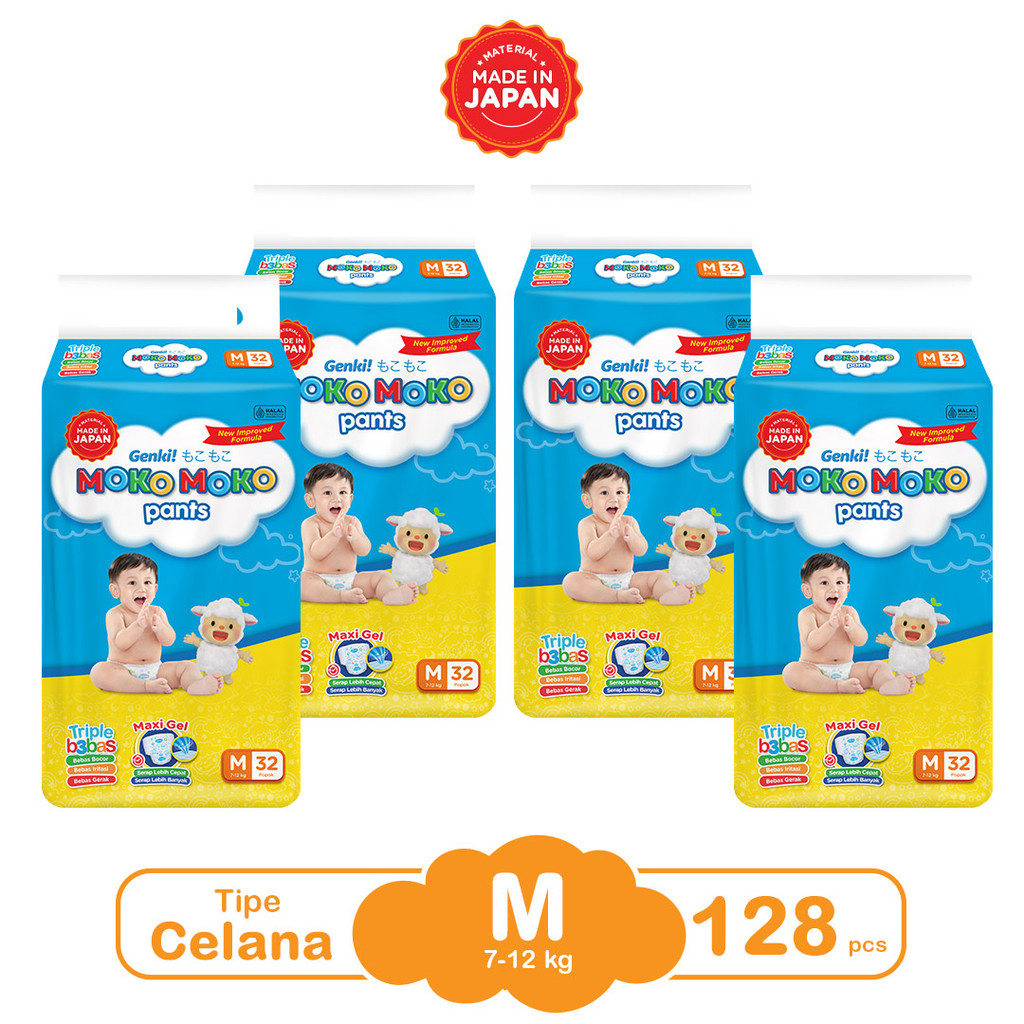 Jual Genki Moko Moko Pants - Popok Celana Bayi M32 (4 pack) | Shopee Indonesia
