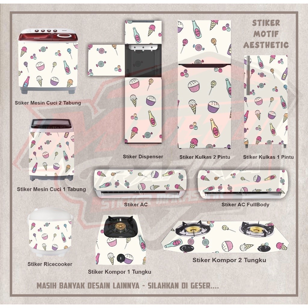 Jual Stiker Sticker kulkas kompor mesin cuci 1 2 pintu tabung mata Rice ...