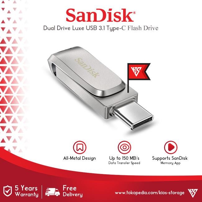 Jual Sandisk 1TB 512GB 256GB 128GB 64GB USB Type-C USB 3.1 Dual Drive ...