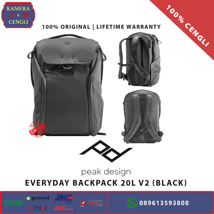 Jual TERBARU! Peak Design Everyday Backpack v2 (20L, Black) - Lifetime Warranty | Shopee Indonesia