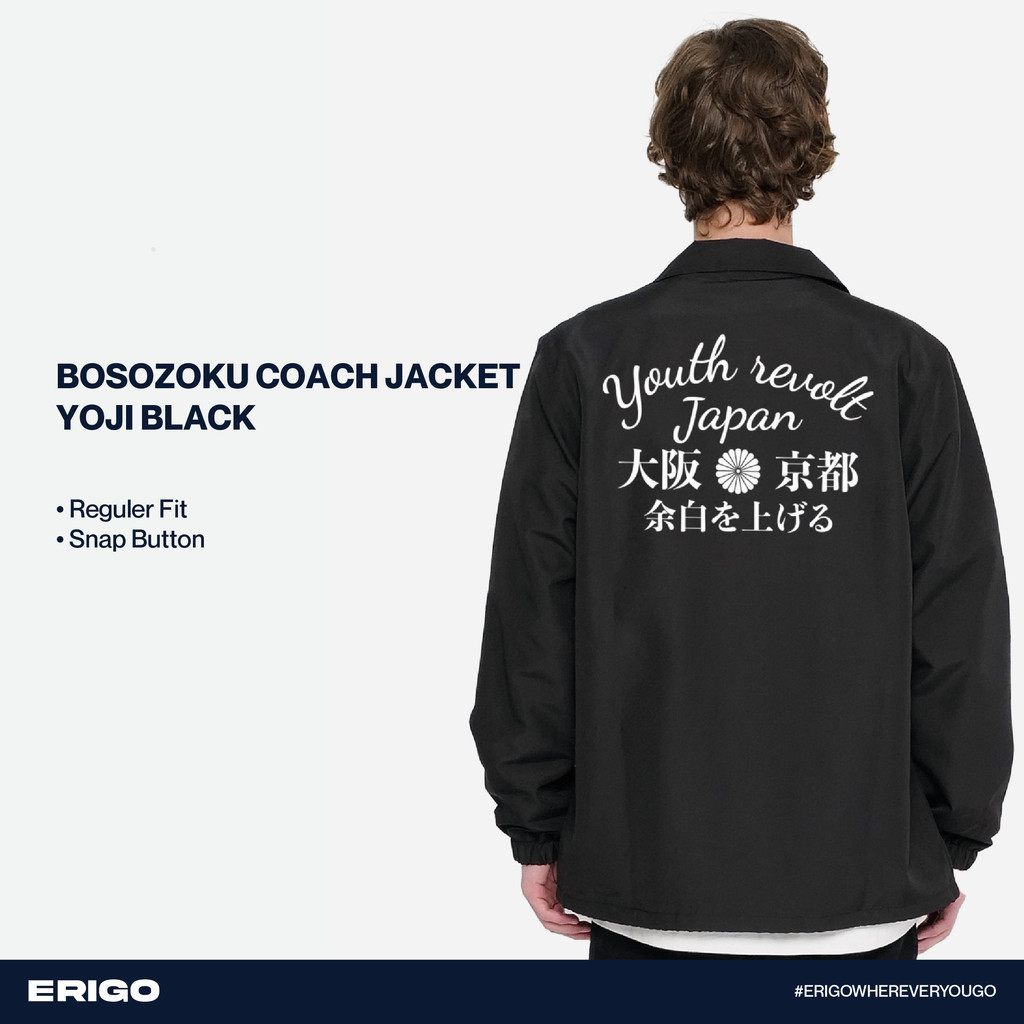 Jual Erigo Bosozoku Coach Jacket Graphic Yoji Black | Shopee Indonesia