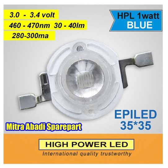 Jual HPL 1W / High Power LED 1 Watt Blue Epiled | Shopee Indonesia