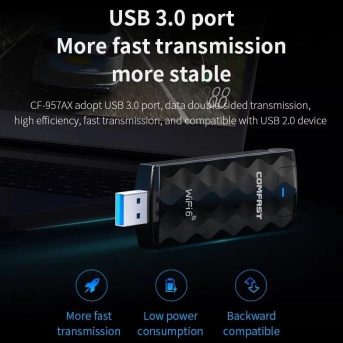 Jual COMFAST WiFi 6 Wireless USB Adapter Dual Band 5G Dongle CF-957AX ...