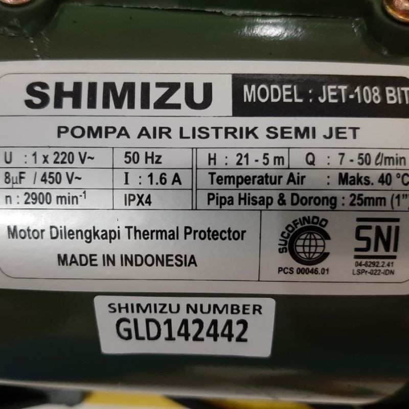 Jual Shimizu JET 108 BIT Pompa Air Sumur Dangkal - Semi Jet Pump | Shopee Indonesia