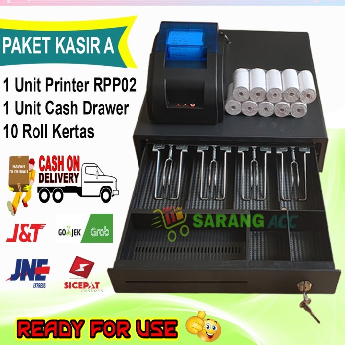 Jual Paket Kasir A Cash Drawer + Printer RPP02 + Kertas Struk 58mm ...
