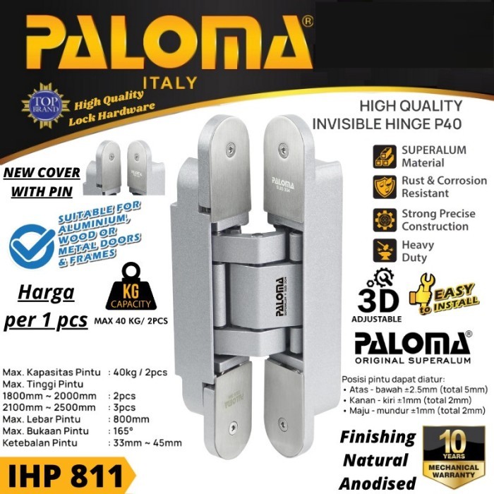 Jual IHP 811 PALOMA INVISIBLE HINGE ENGSEL TANAM PINTU ENGSEL SILVER ...
