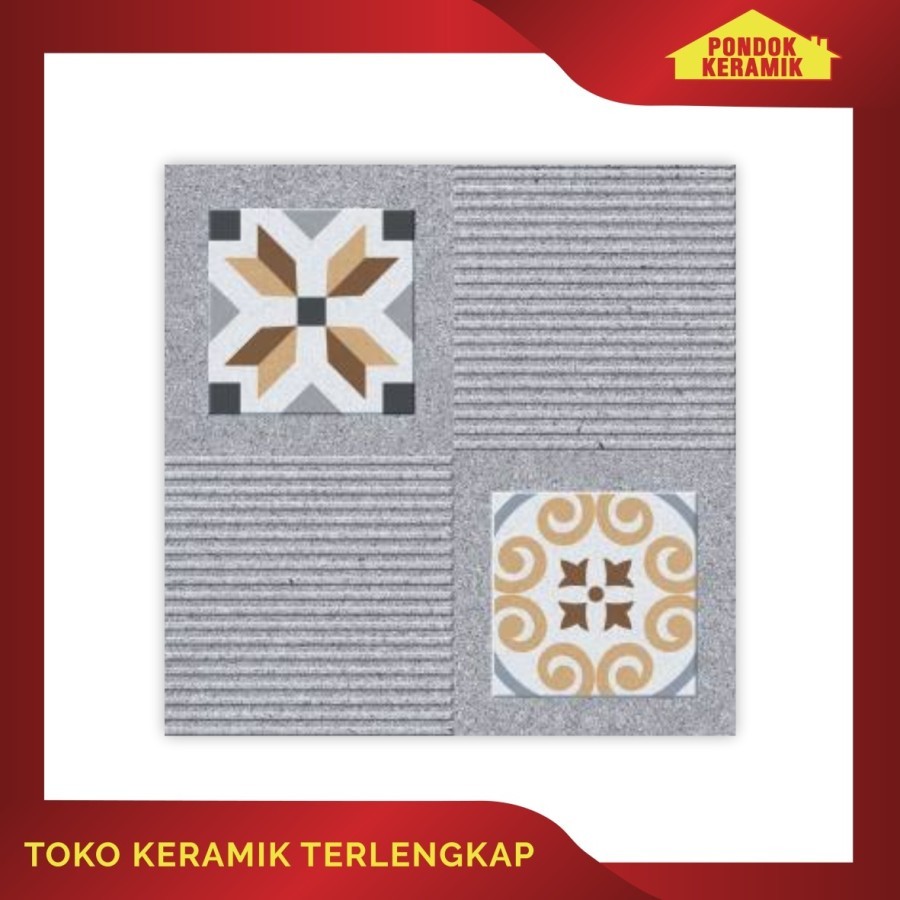 Jual Keramik Lantai Signature 40x40 Volcano Gris Motif Batu Abu ...