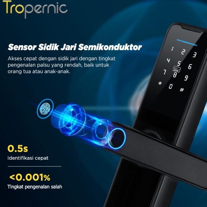 Jual Bahasa IndonesiaTuya WiFi Smart Door Lock Kunci Pintu Rumah with Fingerprint Handle ...