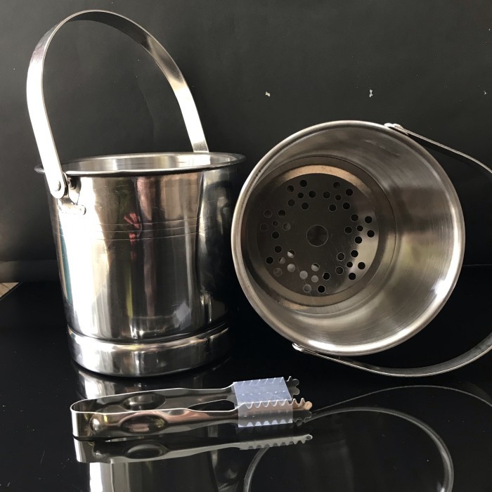 Jual ICE BUCKET STAINLESS STEEL 1,5 LITER WADAH TEMPAT ES BATU PENJEPIT ...