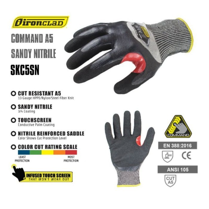 Jual Ironclad Command A5 Sandy Nitrile Skc5Sn Original Cut Resistant Glove Murah | Shopee Indonesia