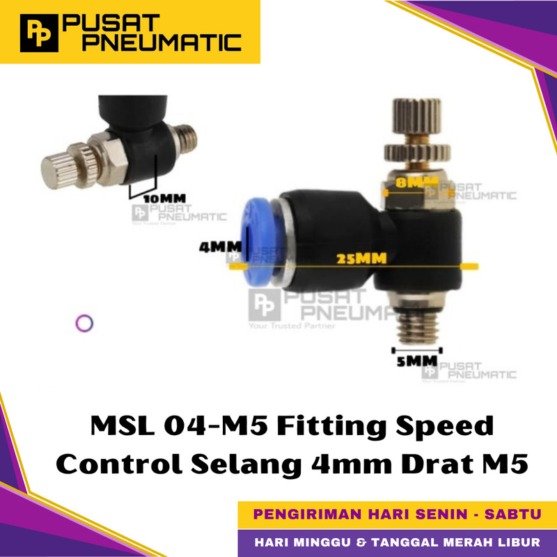 Jual MSL 4-M5 One Touch Male Thread Speed Control Fitting Slip Lock ...