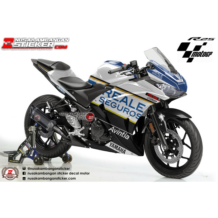 Jual Promo Decal Motor Sticker Motor Yamaha R25 Avintia Putih Biru ...