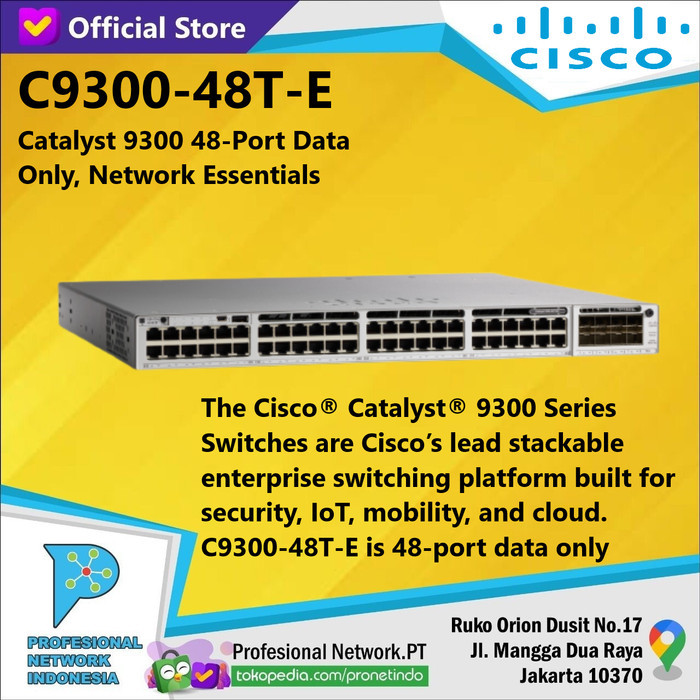 Jual Cisco C9300-48T-E Catalyst 9300 Series Switch + SmartNet II ...