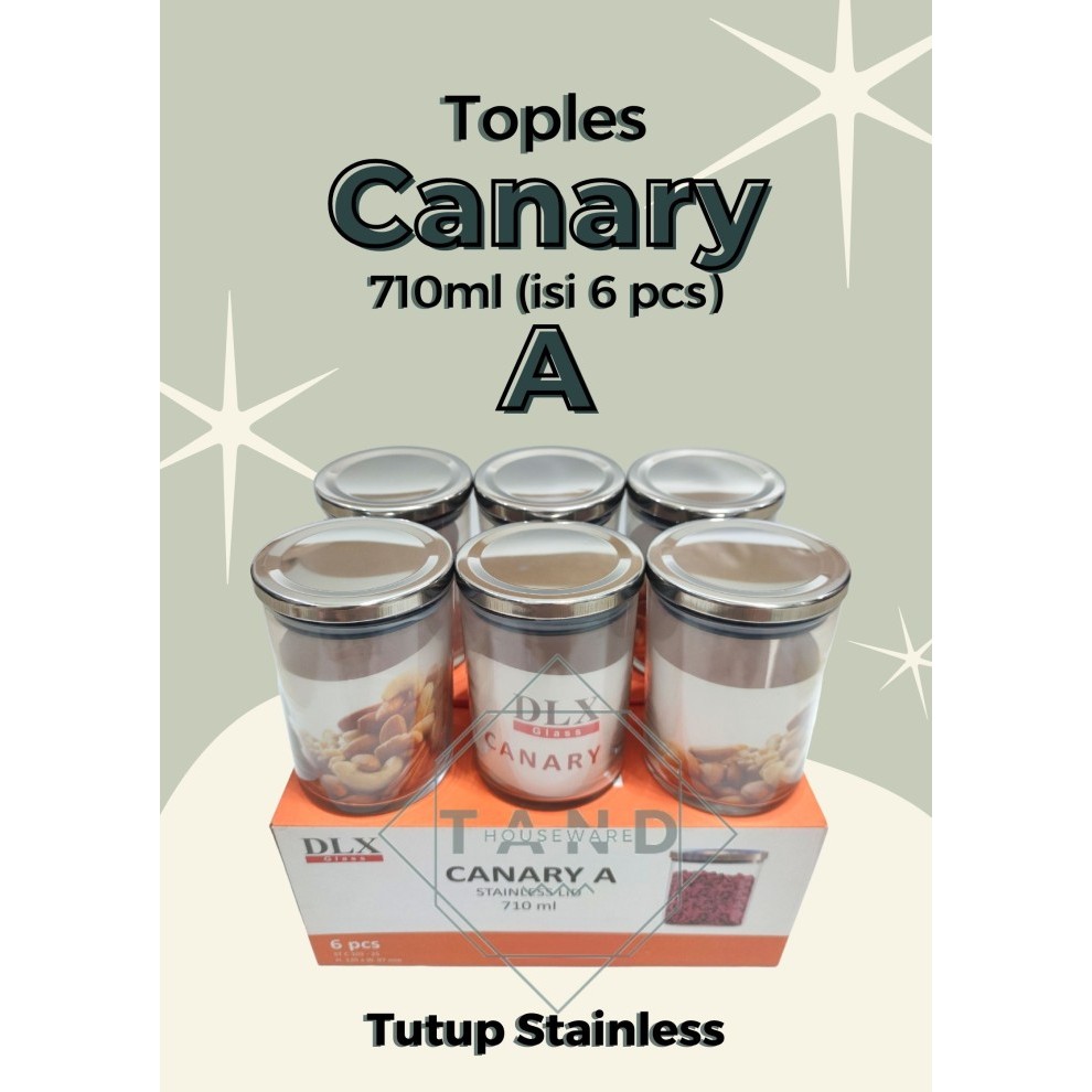 Jual TOPLES KACA CANARY A TUTUP STAINLESS UKURAN 710ML (SET 6 PCS) | Shopee Indonesia