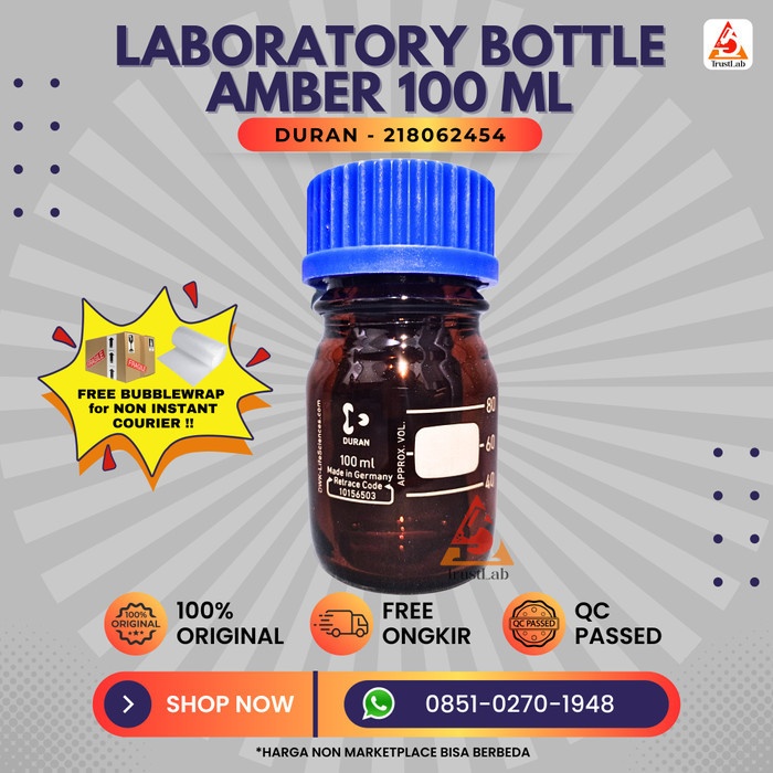 Jual Proses Fasts Laboratory Bottle 100 Ml Amber Duran / Botol Sampel ...