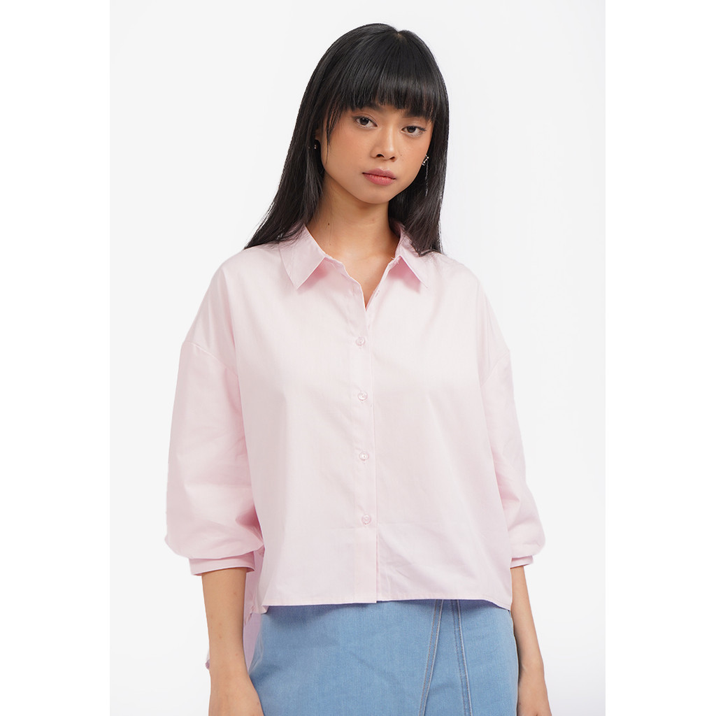 Jual COLORBOX Voluminous Short Sleeve Blouse Lt. Pink | Shopee Indonesia