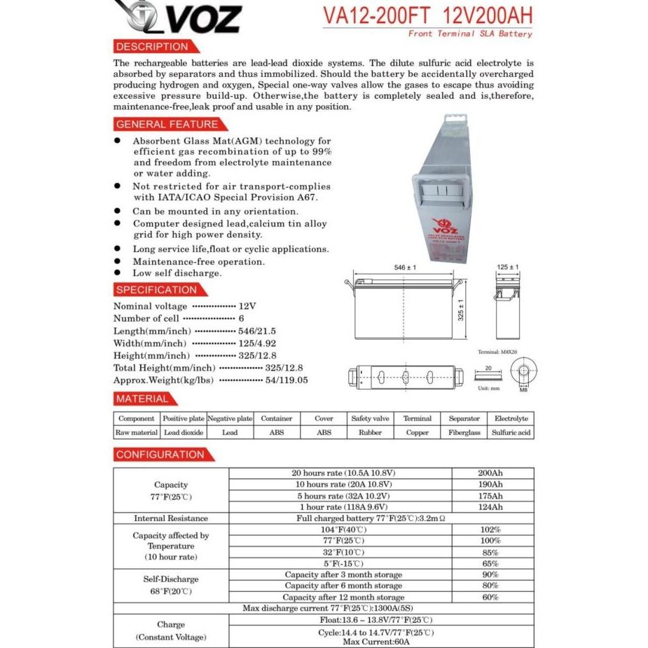 Jual PROMO!!! ACCU AKI BATERAI KERING BATTERY VRLA VOZ 12V 200AH FRONT ...