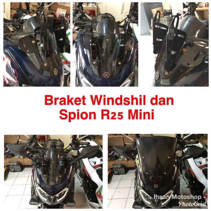 Jual Braket Windshield dan Braket Spion R25 Mini Carbon Yamaha Nmax ...