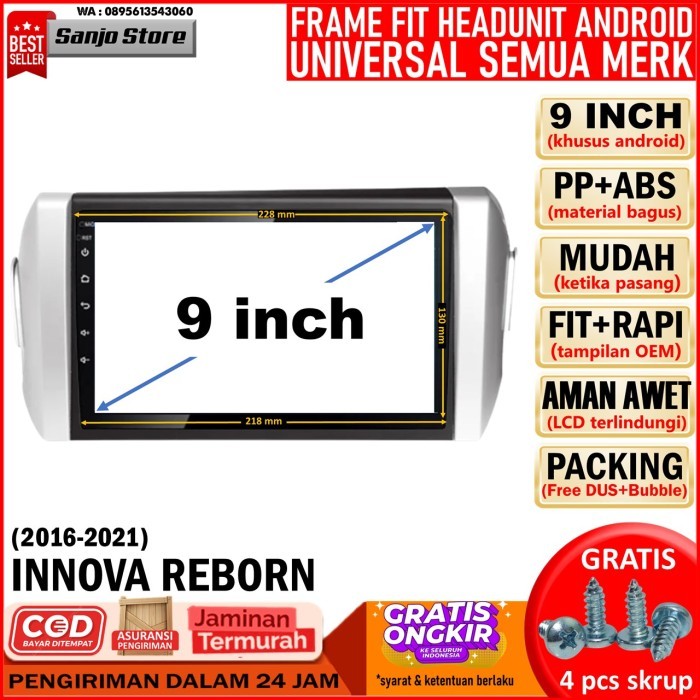 Jual Frame Head Unit Android Headunit 9 Inch Toyota Innova Reborn 2015 ...