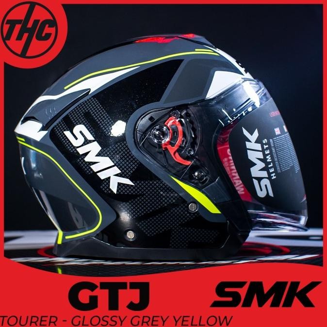 Jual Helm Smk Gtj Tourer Grey Yellow Half Face Helmet Original Smk Zei ...