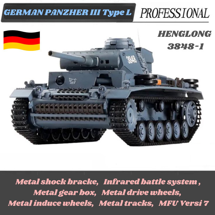Jual Heng Long RC Tank 3848-1 Panzerkampfwagen III Metal Track Gearbox ...
