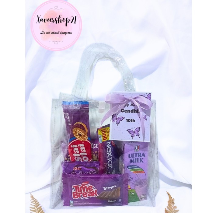 Jual Paket Snack Kemasan Tas Mika Tema Ungu( Free Card) | Shopee Indonesia