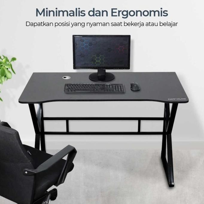 Jual Meja Komputer Pc Gaming Laptop Desk Frame Dengan Lubang Kabel ...