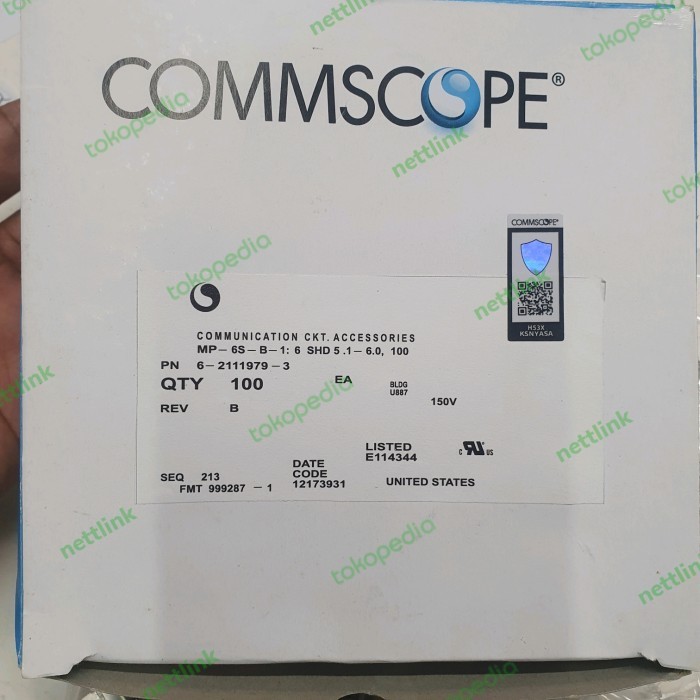 Jual konektor rj 45 cat 6 amp commscope / connector amp commscope cat 6 ...