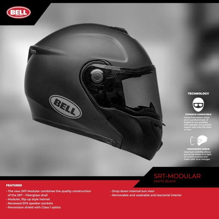 Jual Helm Bell SRT Modular Matte Black Modular | Shopee Indonesia