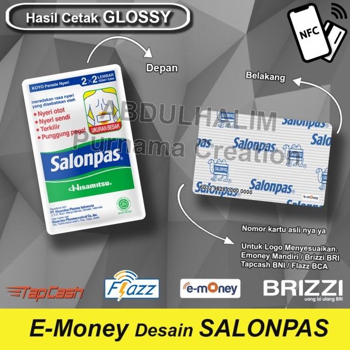 Jual Produk Baru!! Cetak Kartu Emoney Custom Desain SALONPAS bisa etoll ...
