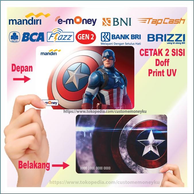 Jual Produk Baru!! KARTU EMONEY MANDIRI BCA GEN 2 BNI BRI SUPERHERO SHIEL CAPTAIN AMERICA ...