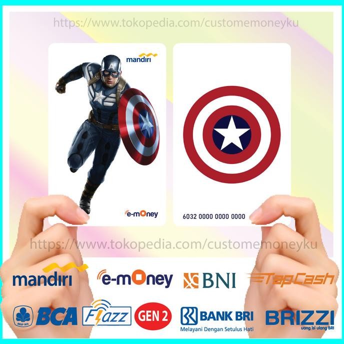 Jual Produk Baru!! KARTU EMONEY MANDIRI BCA GEN 2 BNI BRI SUPERHERO SHIELD CAPTAIN AMERIC ...