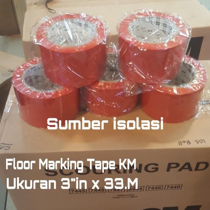 Jual LAKBAN LANTAI KM FLOOR MARKING TAPE KM UKURAN 3"INCHI X 33.M LAKBAN ASLI | Shopee Indonesia
