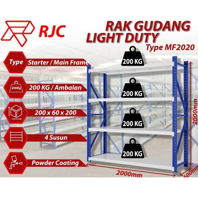 Jual Rak Besi Gudang 4 Susun 2 Meter 200 Kg Main Frame | Shopee Indonesia