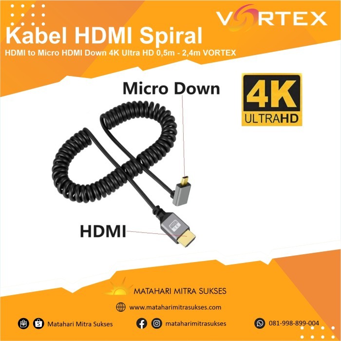 Jual Kabel HDMI Spiral HDMI to Micro HDMI Down 4K Ultra HD 0,5m-2,4m ...