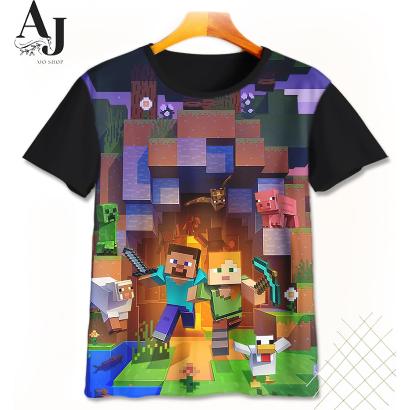 Jual Baju Anak Mine-craft Kaos Kartun Game Anime 3D Minecraft-8 ...