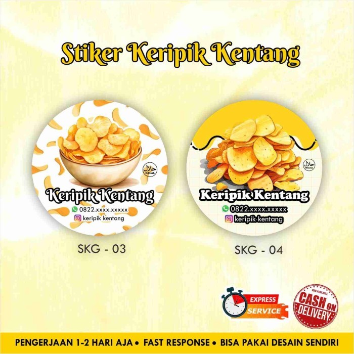 Jual Stiker keripik kentang Cromo / potato chip / Label kemasan makanan ...