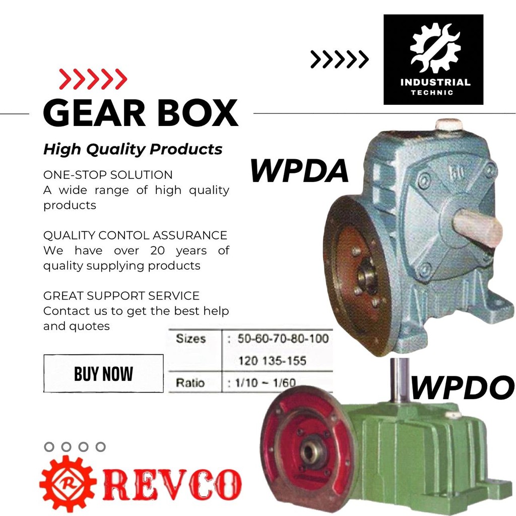 Jual GEAR BOX REVCO WPDA / WPDO 80 WORM GEAR REDUCER RATIO 1:10-60 ...
