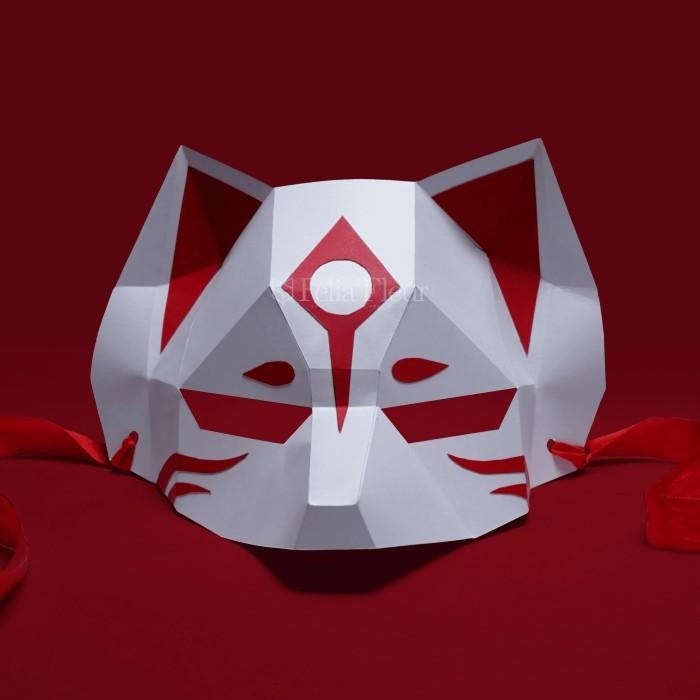 Jual Papercraft Topeng Kitsune Japanese Fox Rubah Jepang Half Face Mask ...