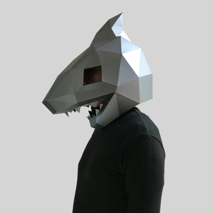 Jual Diy Papercraft Topeng Shark Hiu Mask Minimalis Pesta Properti Foto ...