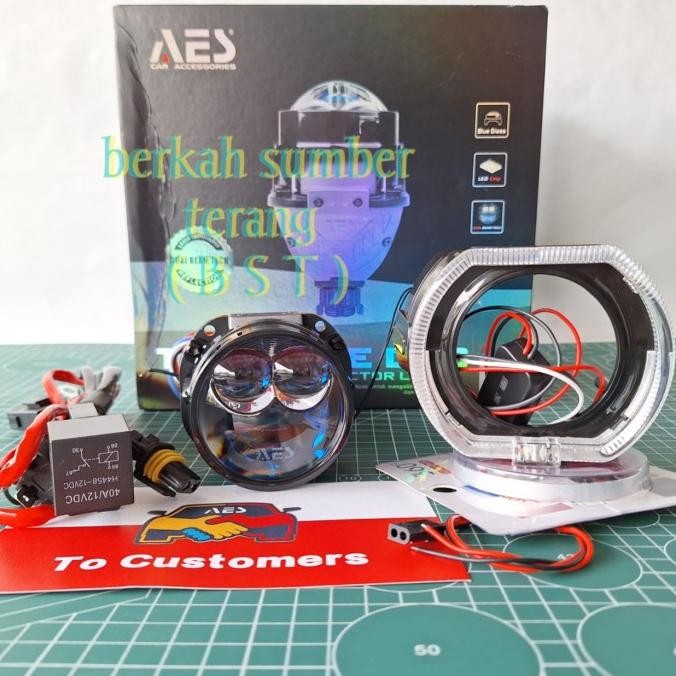 Jual PAKET LENGKAP AES DLB DUAL LOW BEAM UKURAN 2,5 INCH SHROUD BILED ...