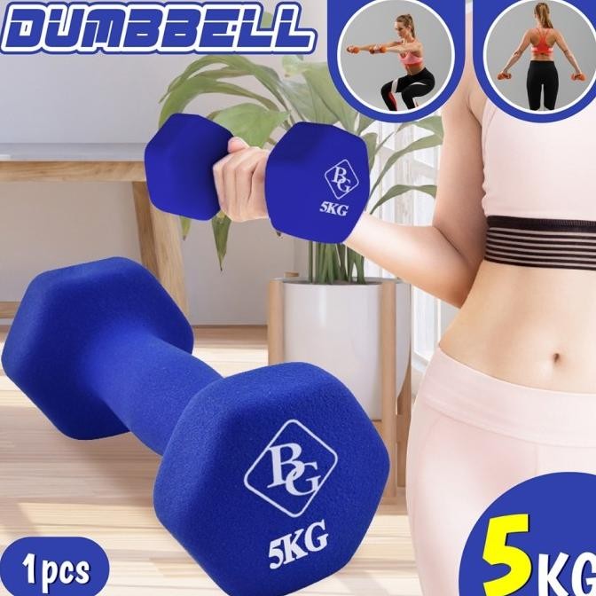 Jual BG SPORT Mini Dumbbell / Neoprene Barbel Cast Iron 5kg Blue (1 Pcs ...