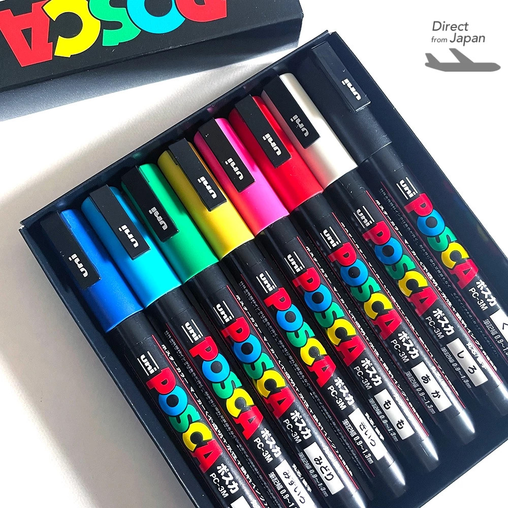 Jual UNI POSCA Fine Tip 8 Colors Set PC-3M Spidol Cat Berbasis Air ...