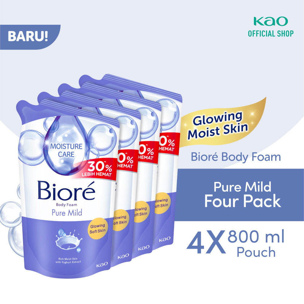 Jual Biore Beauty Body Foam Pure Mild Isi Ulang 800ml Four Pack | Shopee Indonesia