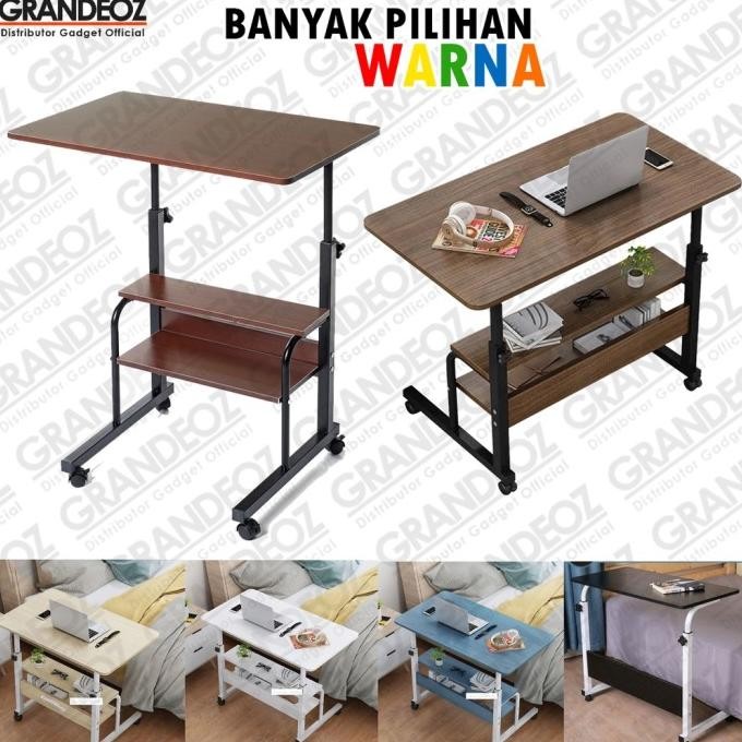Jual Meja Rak Portable 60x40cm Laptop Komputer Kamar Table Roda ...